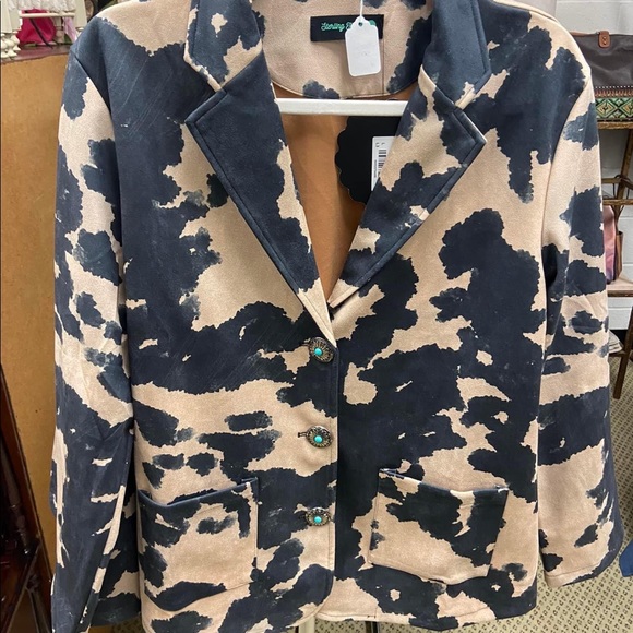Sterling Kreek | Jackets & Coats | Sterling Kreek Cow Print Blazer ...